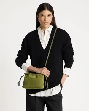 Strathberry Charlotte Drawstring Bucket Bag - Green