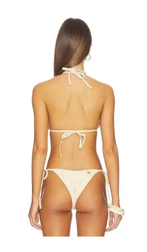 CAPITTANA Eve Shells Halterneck Bikini Top - Beige