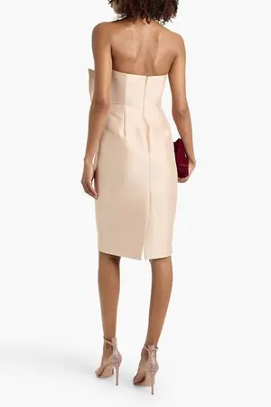 Badgley Mischka Strapless Bow-detailed Crepe Dress - Beige