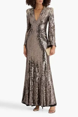 Jenny Packham Embellished Tulle Gown - Bronze