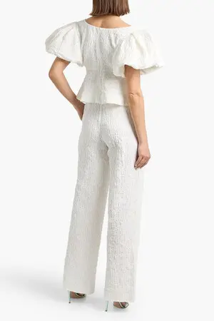 Ronny Kobo Krew Cotton-blend Cloqué Wide-leg Pants