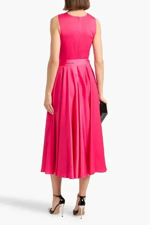 Badgley Mischka Twisted Hammered Satin Midi Dress