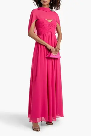 Badgley Mischka Draped Chiffon Gown