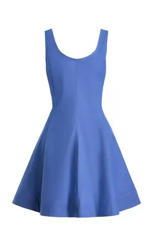 Brandon Maxwell The Poppy Flared Cotton Mini Dress - Blue