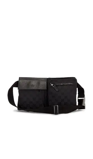 Undefined Gucci Double Pocket Belt Bag In Gg Canvas - Black