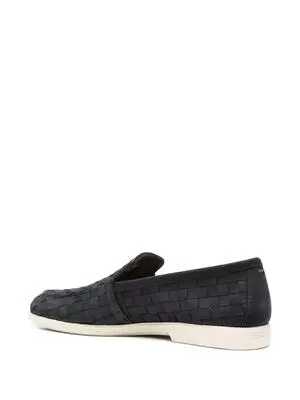 Santoni Woven Leather Loafers