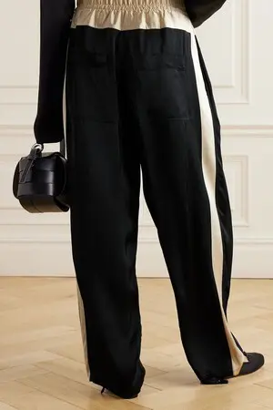 JIL SANDER Two-tone Striped Satin Wide-leg Pants