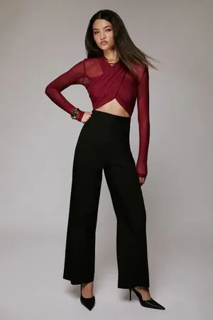 Bardot Anna High Waist Wide Leg Trousers