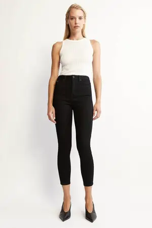 Bardot Khloe Hi Crop Slim Leg Jeans - Black