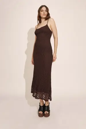 Bardot Adoni Mesh Midi Dress - Dark Choco