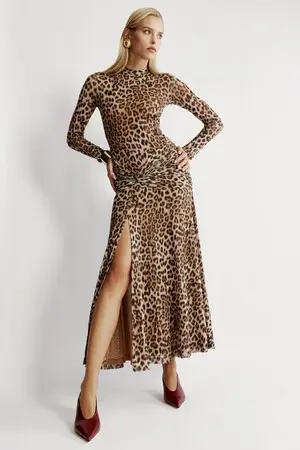 Bardot Lea Printed Mesh Midi Dress