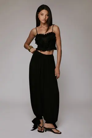 Bardot Alira Soft Balloon Pants With Tie Cuffs - Black