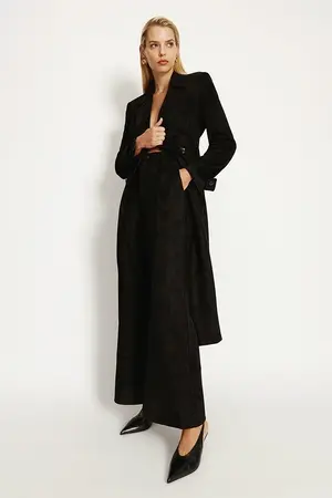 Bardot Marlowe Vegan Suede Wide Leg Trousers - Black