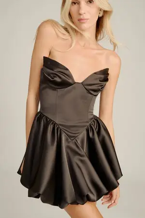 Bardot Avella Bubble Hem Mini Dress - Black