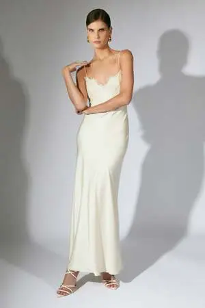 Bardot Elisan Lace Satin Maxi Dress - Ivory