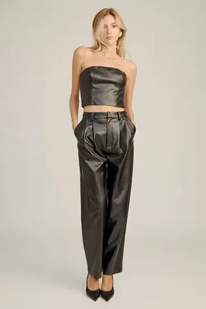 Bardot Kelsa Vegan Leather Strapless Top