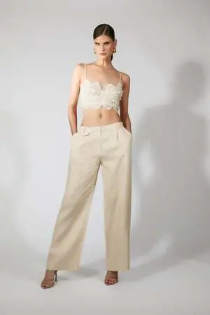 Bardot Geordy Hipster Linen Pant - Eggnog