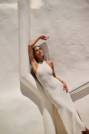 Bardot Larissa Halter Knit Maxi Dress - Ivory