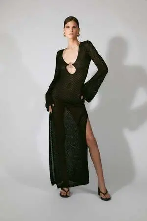 Bardot Bryn Crochet Maxi Dress - Black