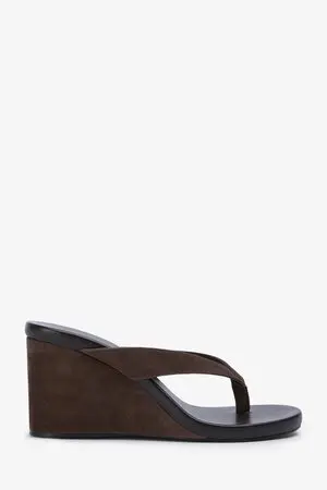 Bardot Tony Bianco Avanti Suede Wedge Platform Thong Sandals