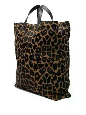 Fendi Leopard Print Canvas Tote Bag With Charm