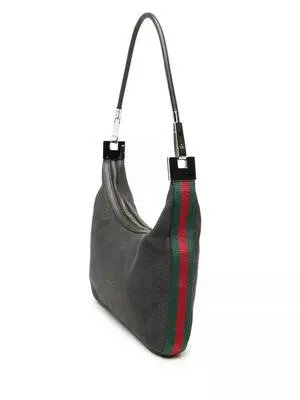 Gucci Denim Web Shoulder Bag - Black