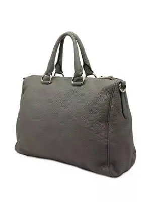 Prada Vitello Daino Zip Top Satchel - Grey