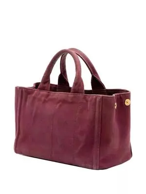 Prada Small Canvas Satchel With Stud Embellishments - Red