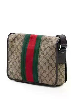 Gucci Gg Supreme Monogram Web Flap Messenger Bag