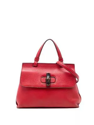 Gucci Leather Bamboo Daily Satchel - Red
