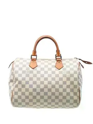 LOUIS VUITTON Louis Vuitton Damier Azur Speedy 30 Boston Bag White