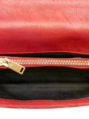 Saint Laurent Chevron Sheepskin Monogram College Satchel - Red