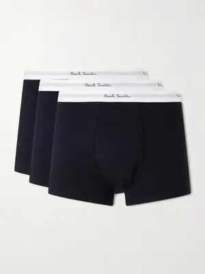 Paul Smith Three-pack Stretch Organic Cotton-jersey Boxer Briefs - Black