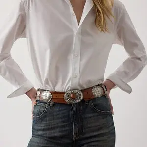 Ralph Lauren Leather Concho Belt - Brown