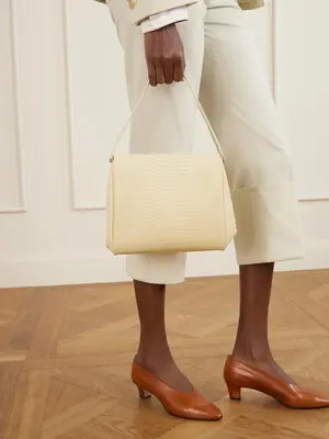 Calvin Klein Tina Snake-effect Leather Clutch Bag - Neutrals
