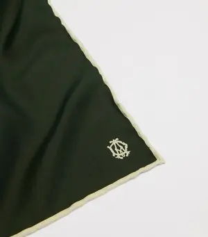 Dunhill Mulberry Silk Cypher Logo Pocket Square - Green