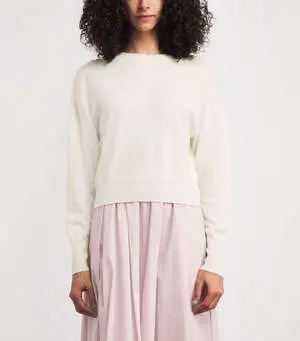Le Kasha Organic Cashmere Drop Shoulder Sweater - White