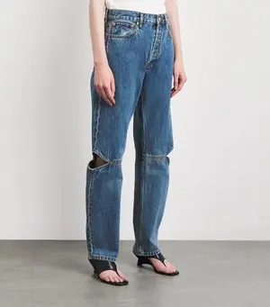 Still Here Cowgirl Straight Leg Jeans With Cutout Detail