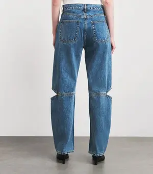 Still Here Cowgirl Straight Leg Jeans With Cutout Detail