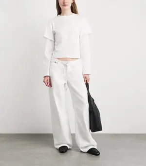 Still Here Wide-leg Jeans With Drawstring Waist - White