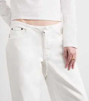 Still Here Wide-leg Jeans With Drawstring Waist - White