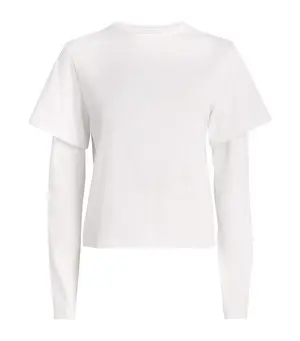 Still Here Organic Cotton Layered Crewneck T-shirt - White