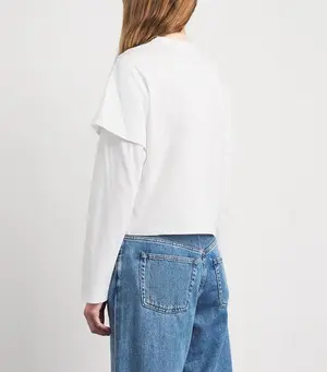 Still Here Organic Cotton Layered Crewneck T-shirt - White