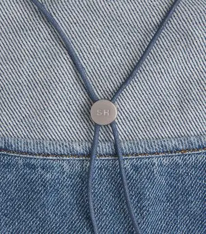 Still Here Denim Halter Neck Toggle Tank Top - Blue