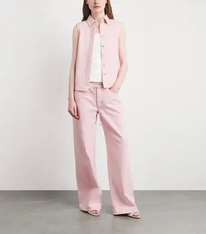 Still Here Wide-leg Jeans With Drawstring Waist - Pink
