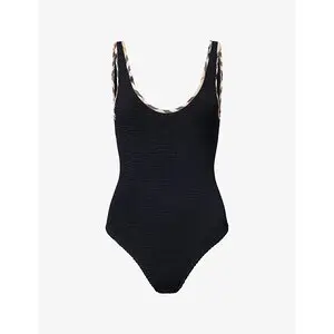 Hunza G Burberry X Check-trim Crinkle Swimsuit And Scrunchie Set - Black