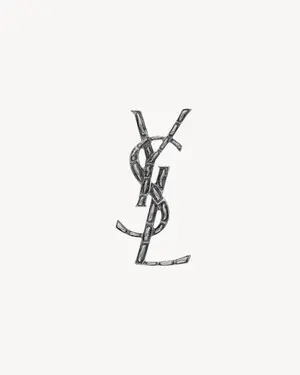 Saint Laurent Cassandre Crocodile Brooch In Metal - Oxidized Silver