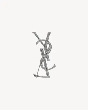 Saint Laurent Cassandre Crocodile Brooch In Metal