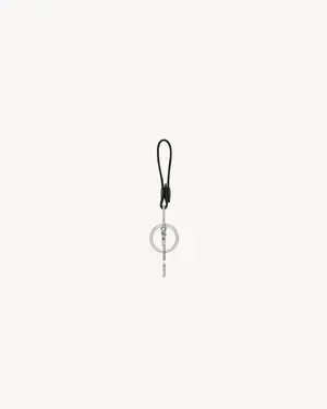Saint Laurent Cassandre Key Ring In Smooth Leather
