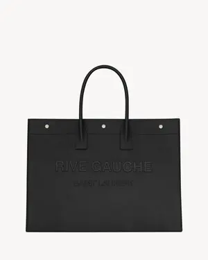 Saint Laurent Rive Gauche Large Tote Bag In Smooth Leather - Black